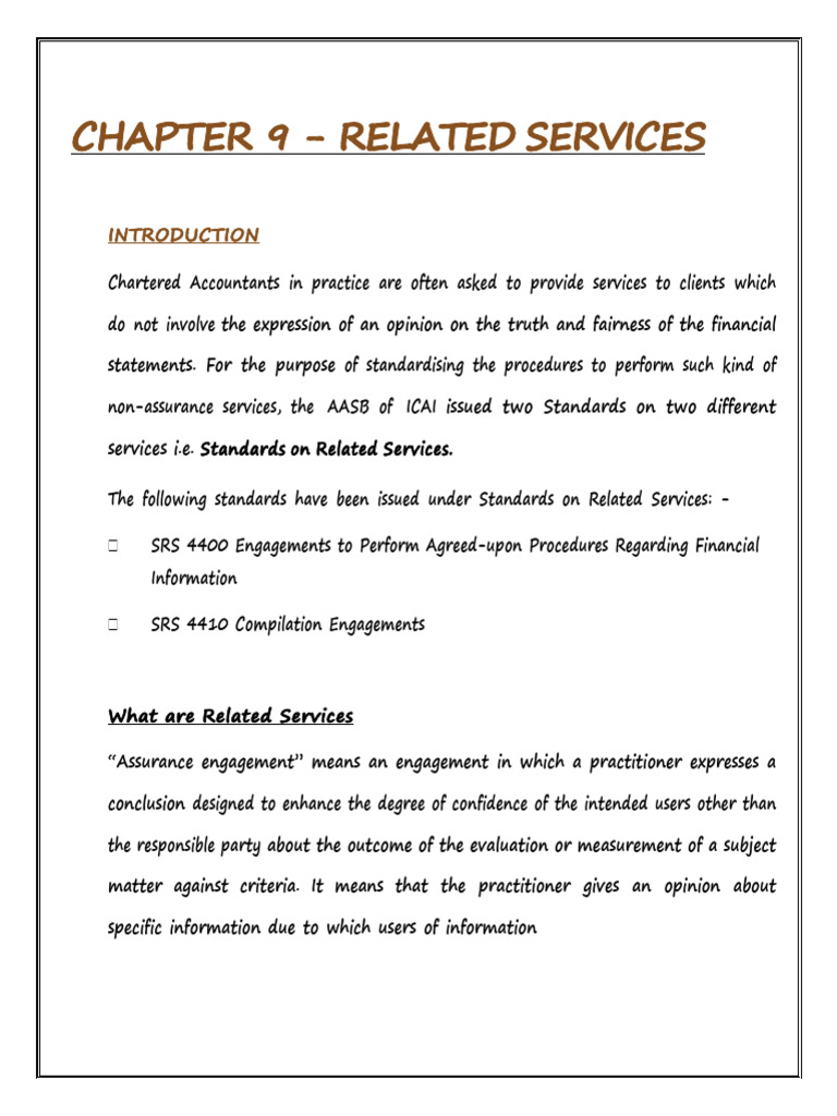 Chapter 9 RELATED SERVICES | PDF | Audit | Accounting
