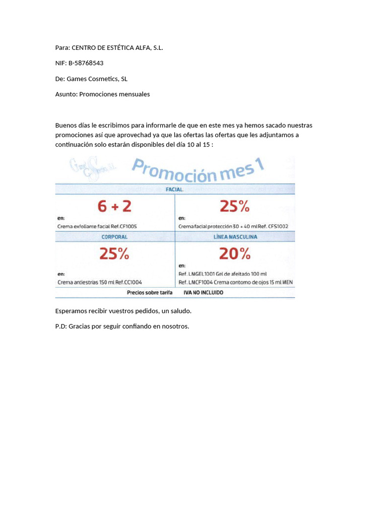 Carta Promocion 3 | PDF