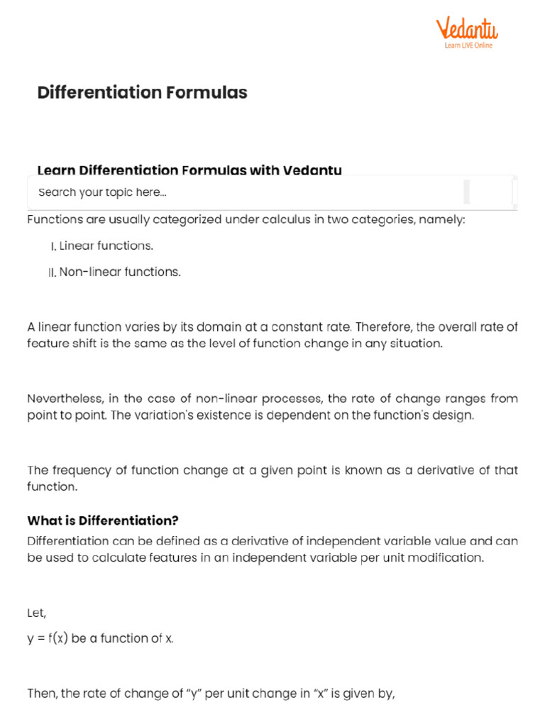 Differentiation Formulas | PDF
