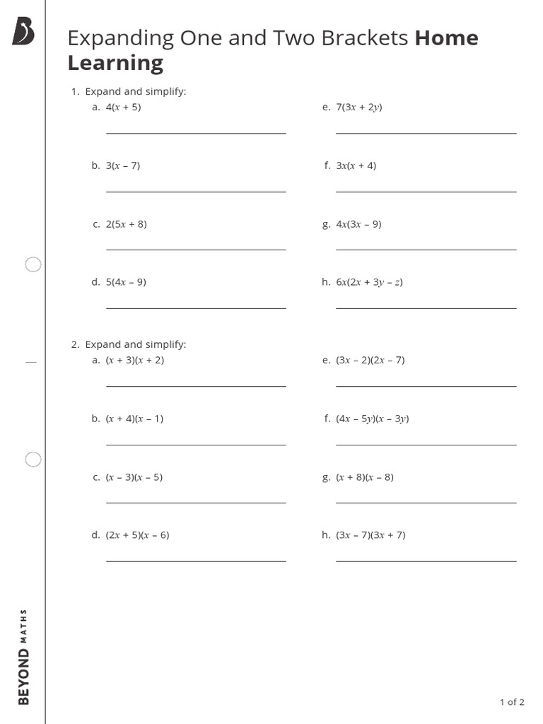 Expanding One and Two Brackets | PDF