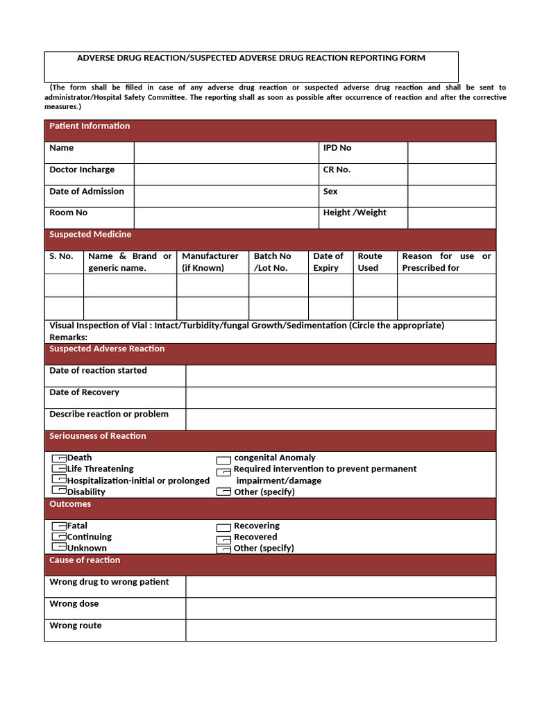 ADR format | PDF | Pharmaceutical Sciences | Medical Treatments