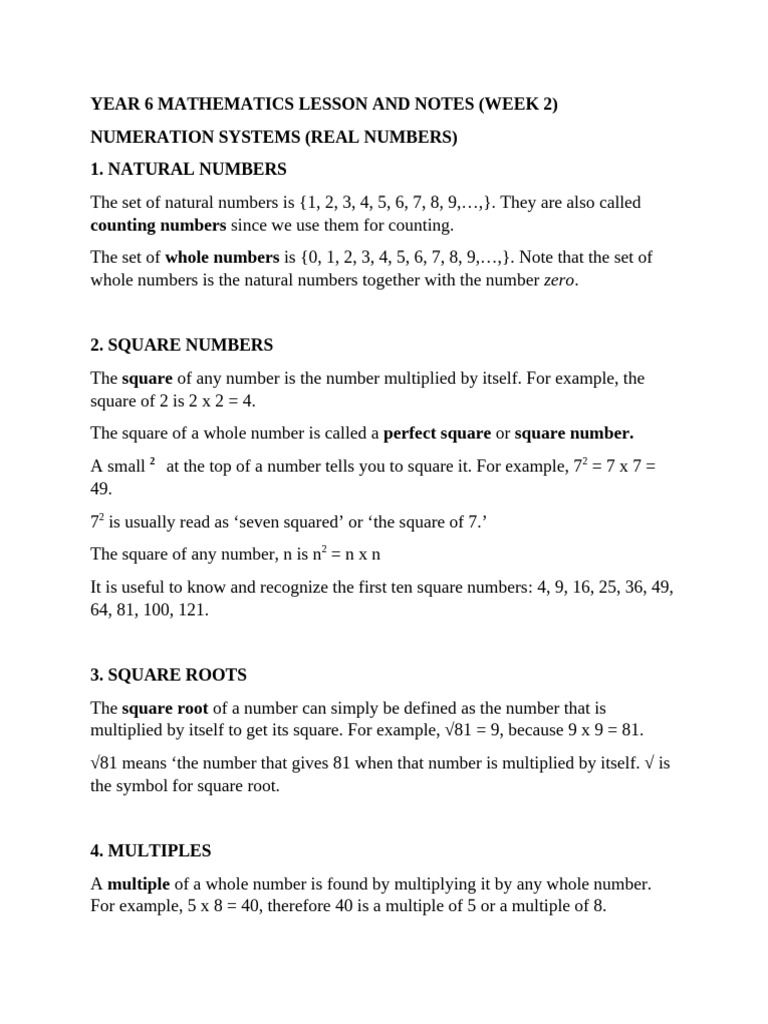 Year 6 Mathematics Lesson | PDF | Numbers | Natural Number