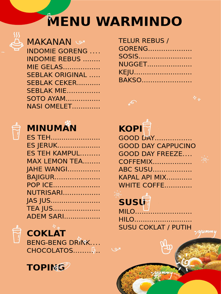 Menu Warmindo | PDF
