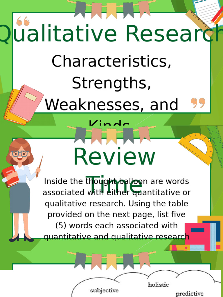 Characteristics, Strengths, Weaknesses, and Kinds: Qualitative Research | PDF | Qualitative ...