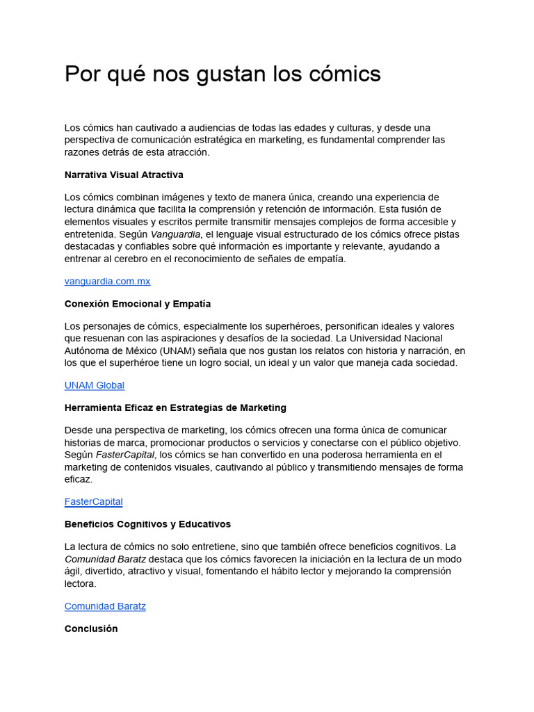 Por Qué Nos Gustan Lo Comics | PDF | Cómics | Marketing