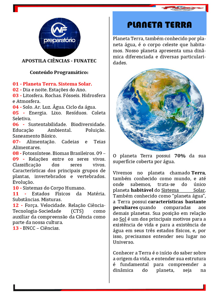 Características do Planeta Terra | PDF | Planetas | Terra