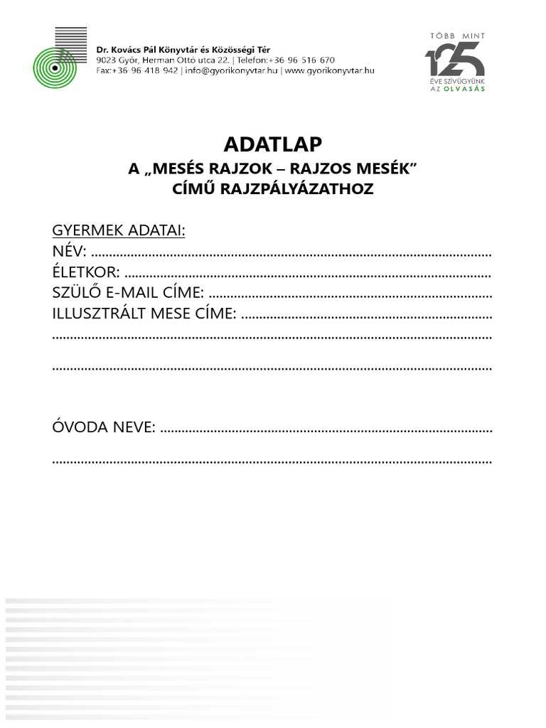 Meses Rajzok Adatlap2024 | PDF