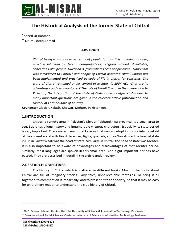 (21 36) the+Historical+Analysis+of+the+Former+State+of+Chitral | PDF | Muhammad Ali Jinnah ...