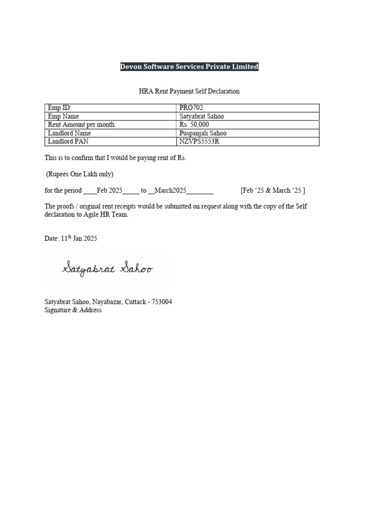 Future Payment Declaration 2024 2025 | PDF