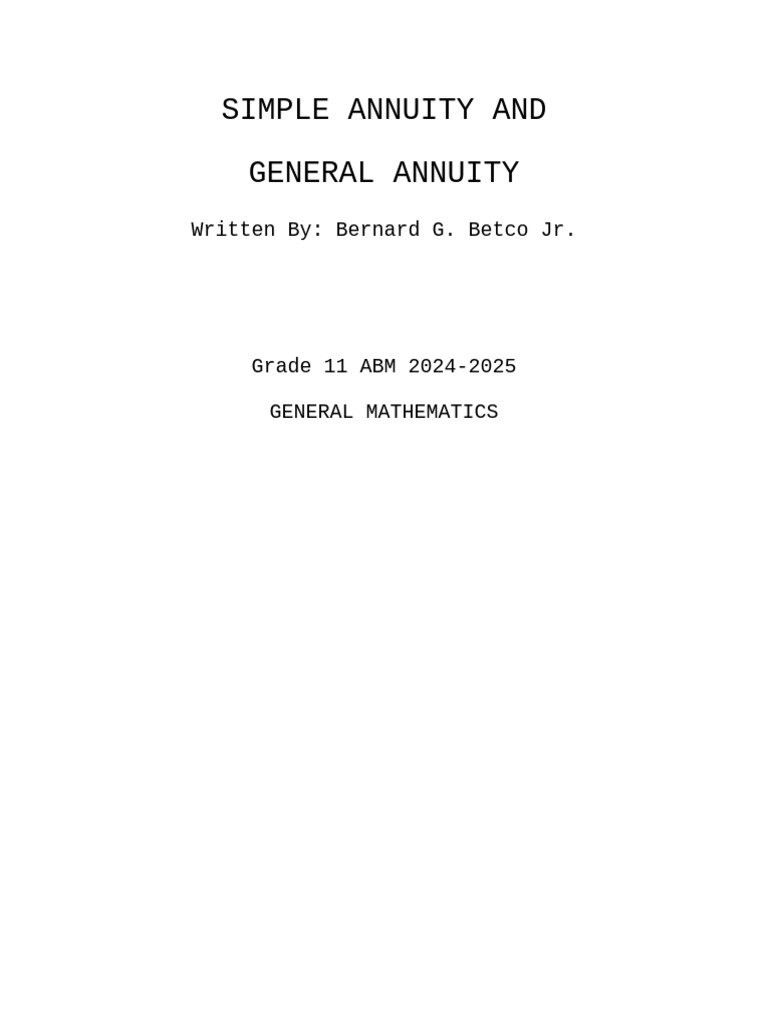 Simple and General Annuity Problems | PDF
