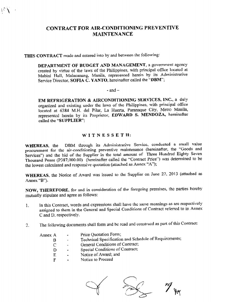 NOA Contract Air-Conditioning | PDF