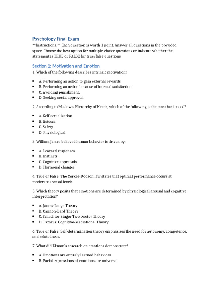 Psychology_Final_Exam | PDF