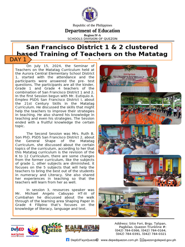 Newsletter - MATATAG Plenary SESSION DAY 1 | PDF | Curriculum | Learning