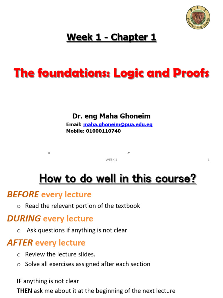 CS101 Chapter 1 - Week 1 - MG | PDF | Discrete Mathematics | Logic