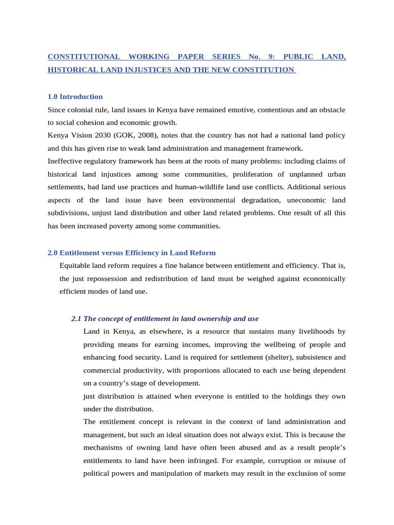 CONSTITUTIONAL WORKING PAPER SERIES No. 9 | PDF | Kenya | Justice
