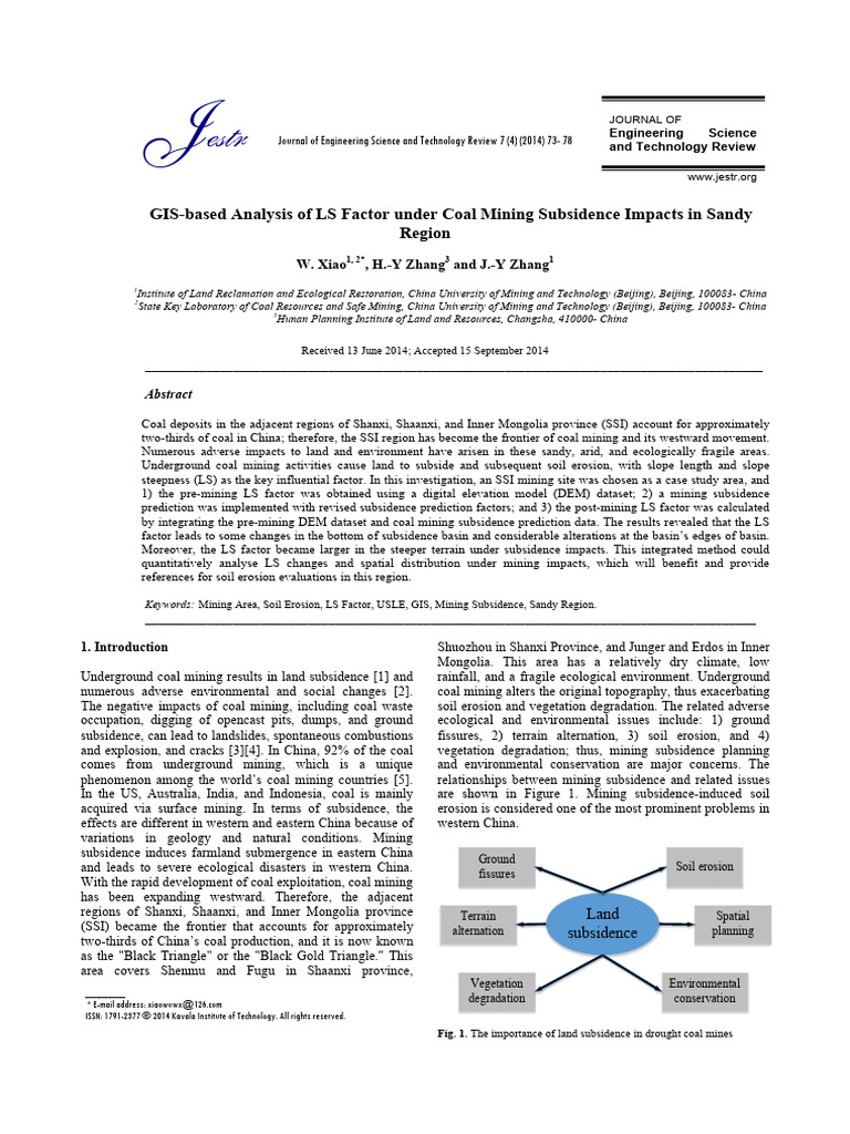 Gis Based Analysis Of Ls Factor Under Coal Mining Pdf Coal Mining