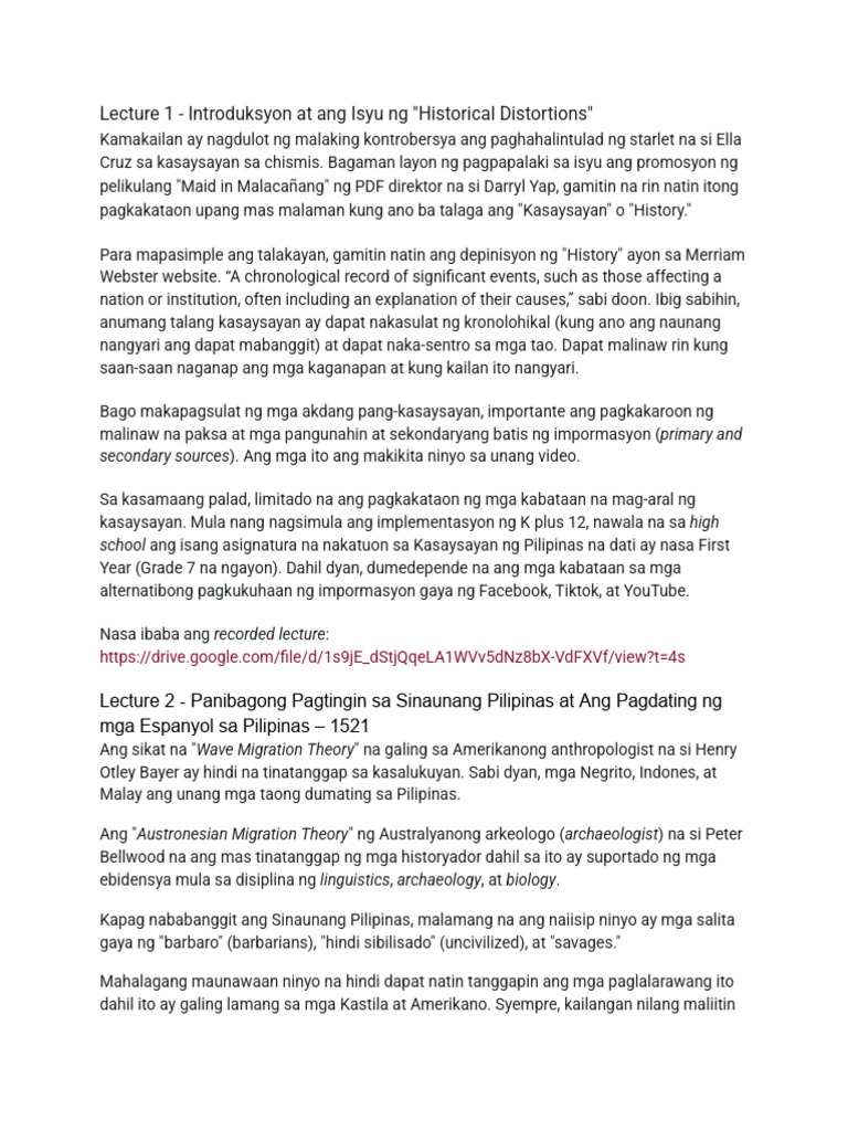 KAS - FIlipino Studies - Notes | PDF