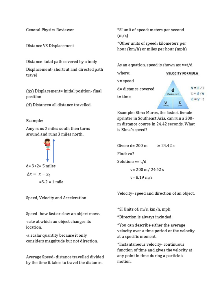 GENERAL PHYSICS REVIEWER | PDF | Velocity | Speed