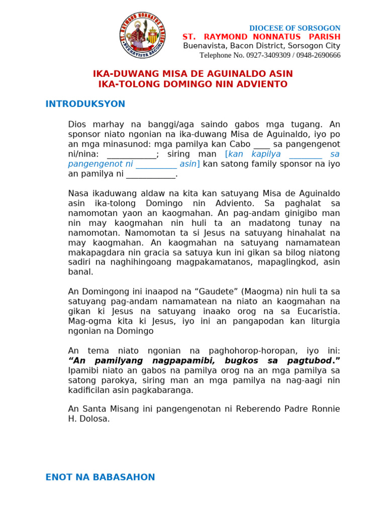 2nd Misa de Aguinaldo | PDF
