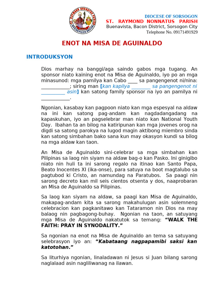 1st Misa de Aguinaldo | PDF