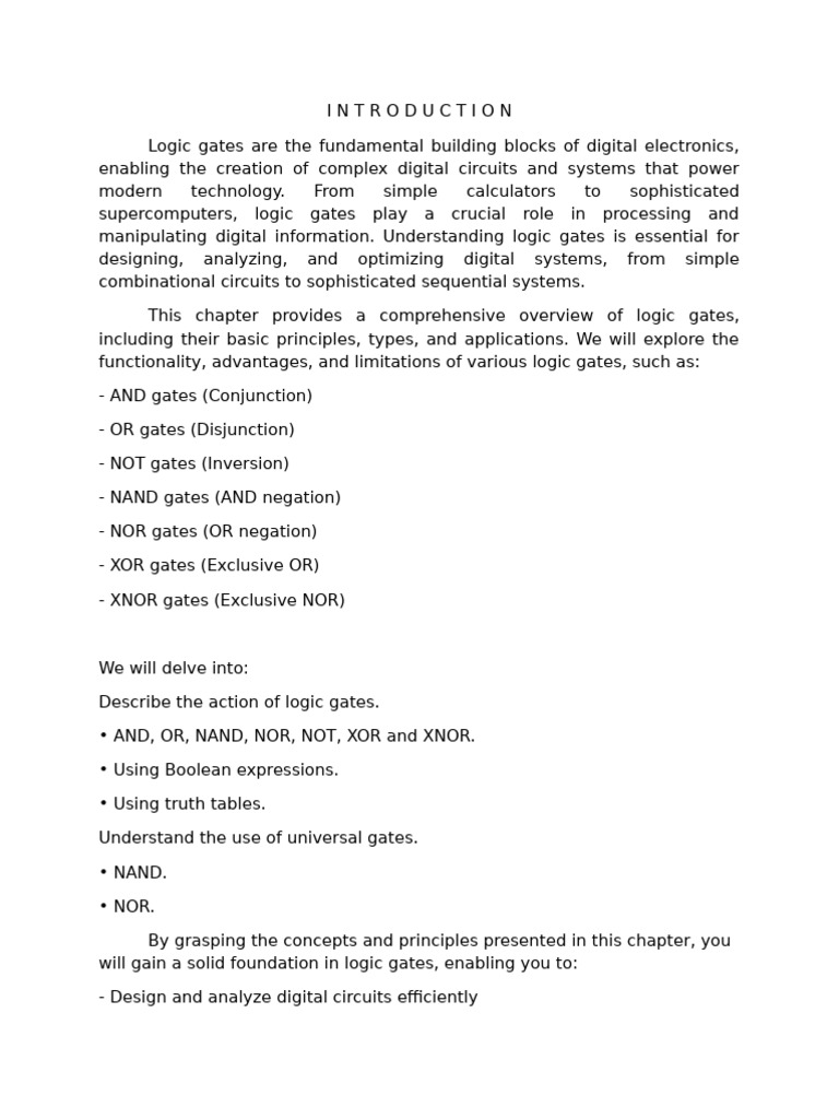 Introduction To Logic Gates | PDF | Logic Gate | Digital Electronics