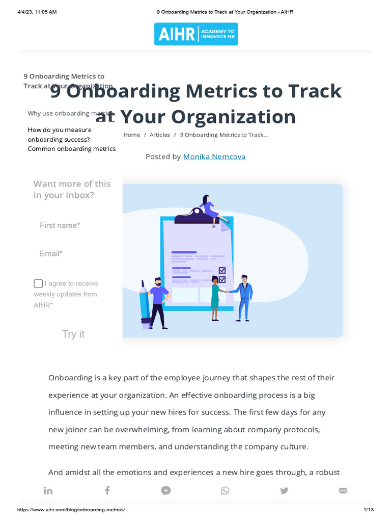 9 Onboarding Metrics to Track at Your Organization - AIHR | PDF ...