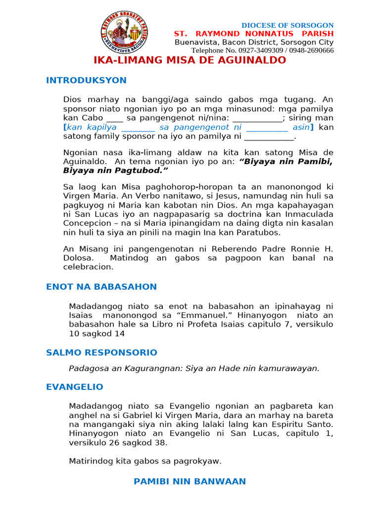 5th Misa de Aguinaldo | PDF