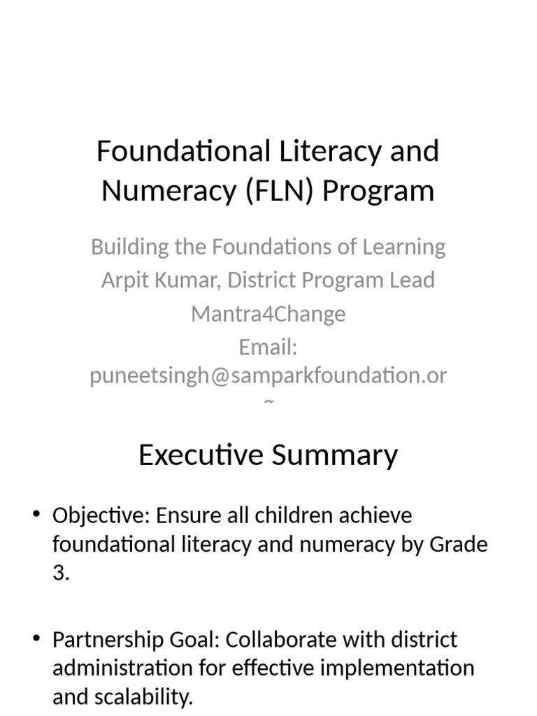 FLN Pitch Presentation | PDF | Literacy | Teachers