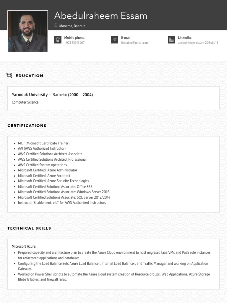 Abedulraheem Essam Resume-1 | PDF | Cloud Computing | Microsoft Azure