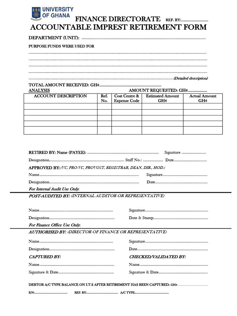 Retirement of Accountable Imprest Form | PDF | Financial Services ...