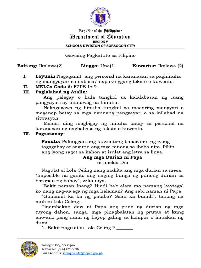 FIL2-Q2-ActSheet 1 | PDF