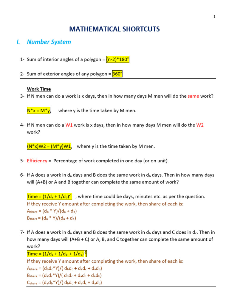 MATHEMATICAL SHORTCUTS | PDF | Triangle | Area