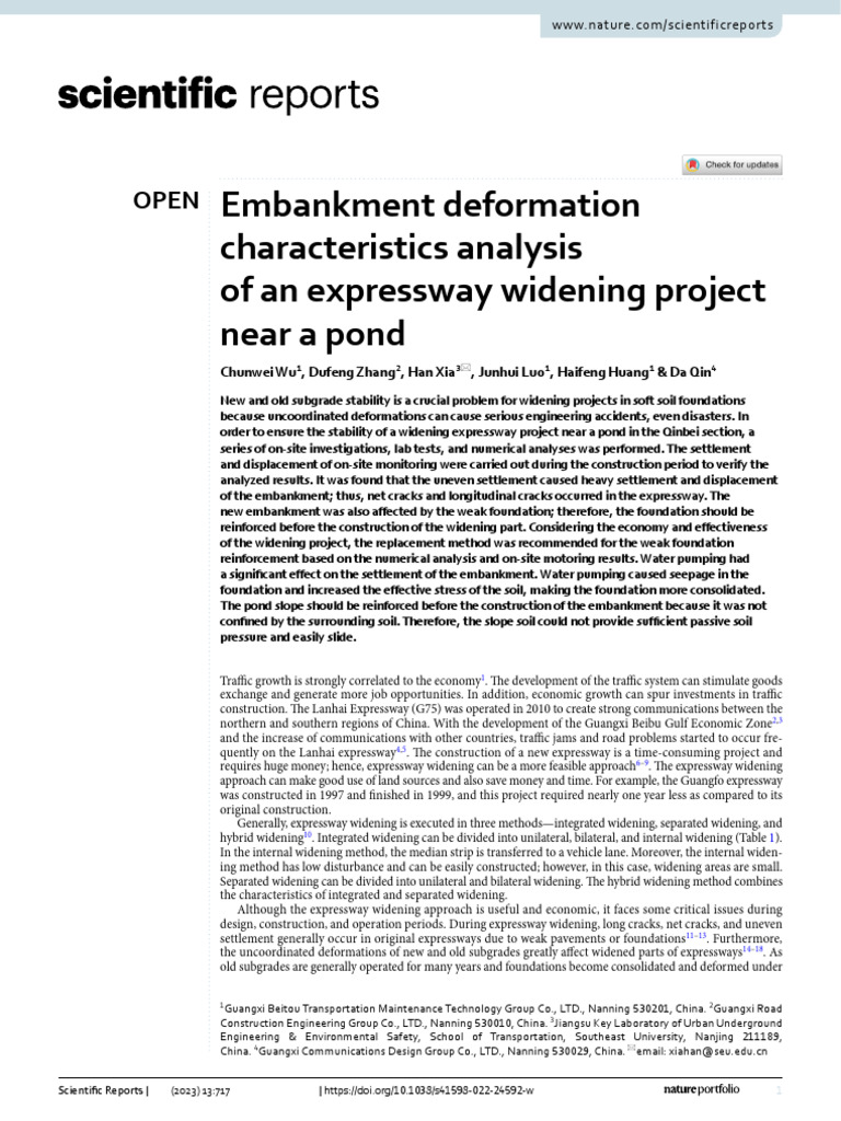 Embankment Deformation Characteristics Analysis Of Pdf Road Road