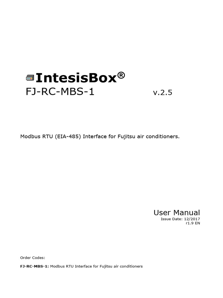 IntesisBox - FJ-RC-MBS-1 Manual | PDF | Bit Rate | Programmable Logic ...
