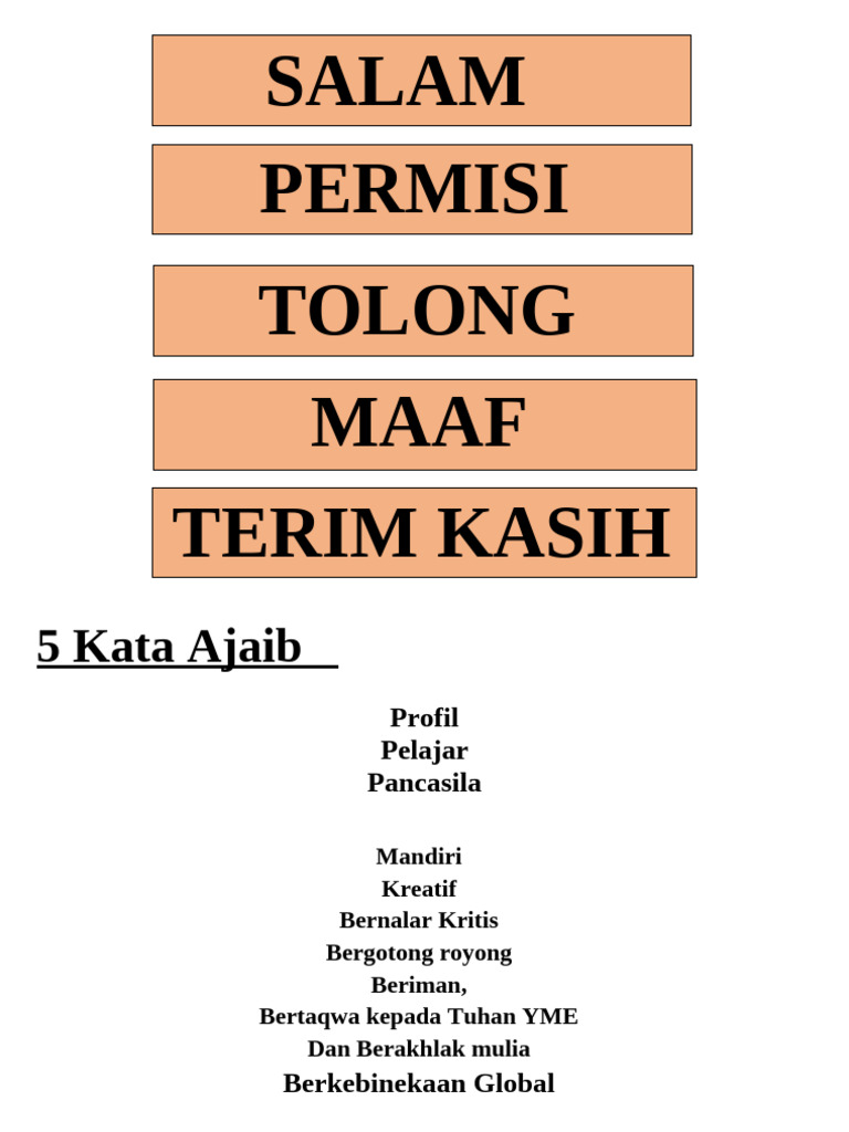 5 Kata Ajaib Di Kelas | PDF