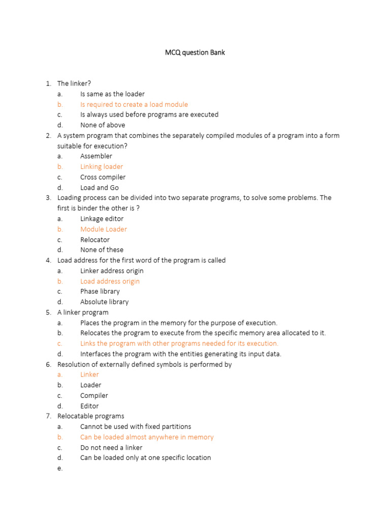 MCQ QuestionBank | PDF | Parsing | Computer Program