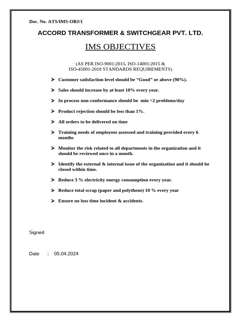 IMS Objectives | PDF