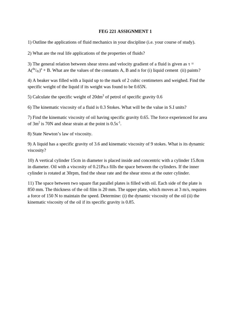 Feg 221 Assignment 1 | PDF