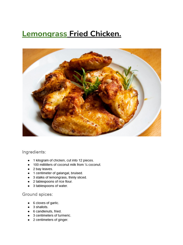 Lemongrass Fried Chicken. | PDF