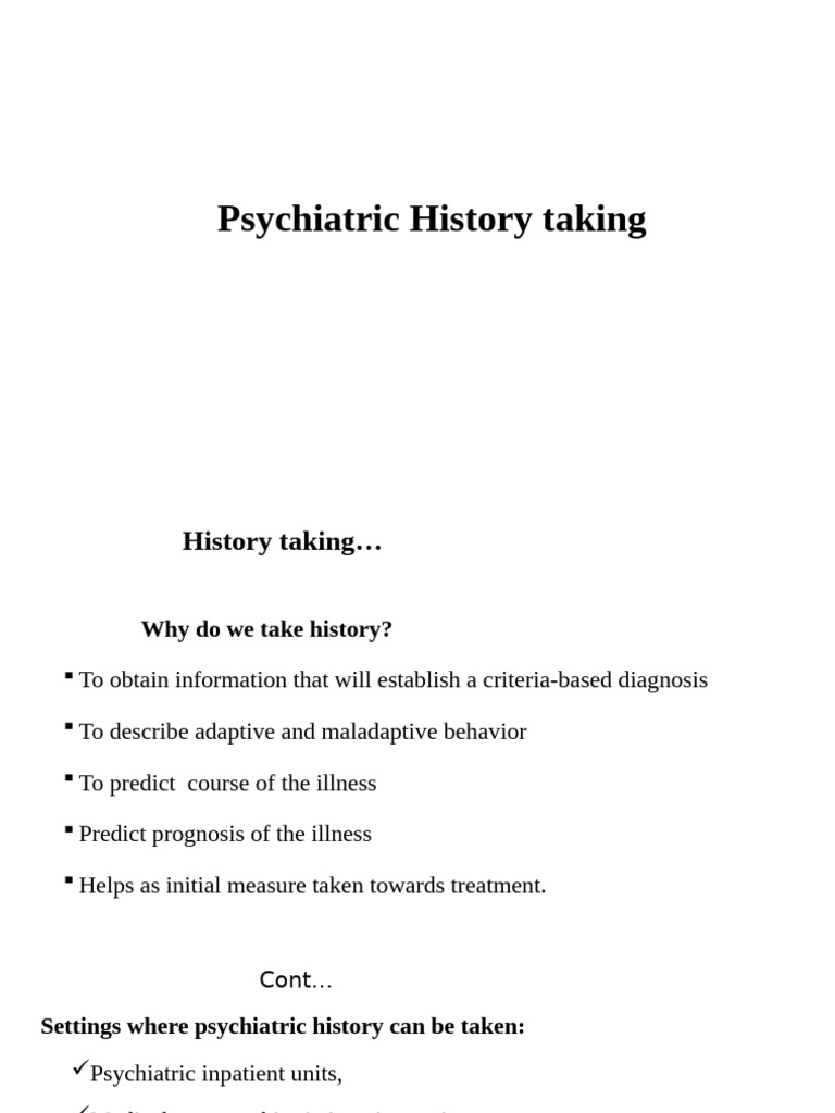 Psychiatry History Taking | PDF | Psychiatry | Mental Disorder