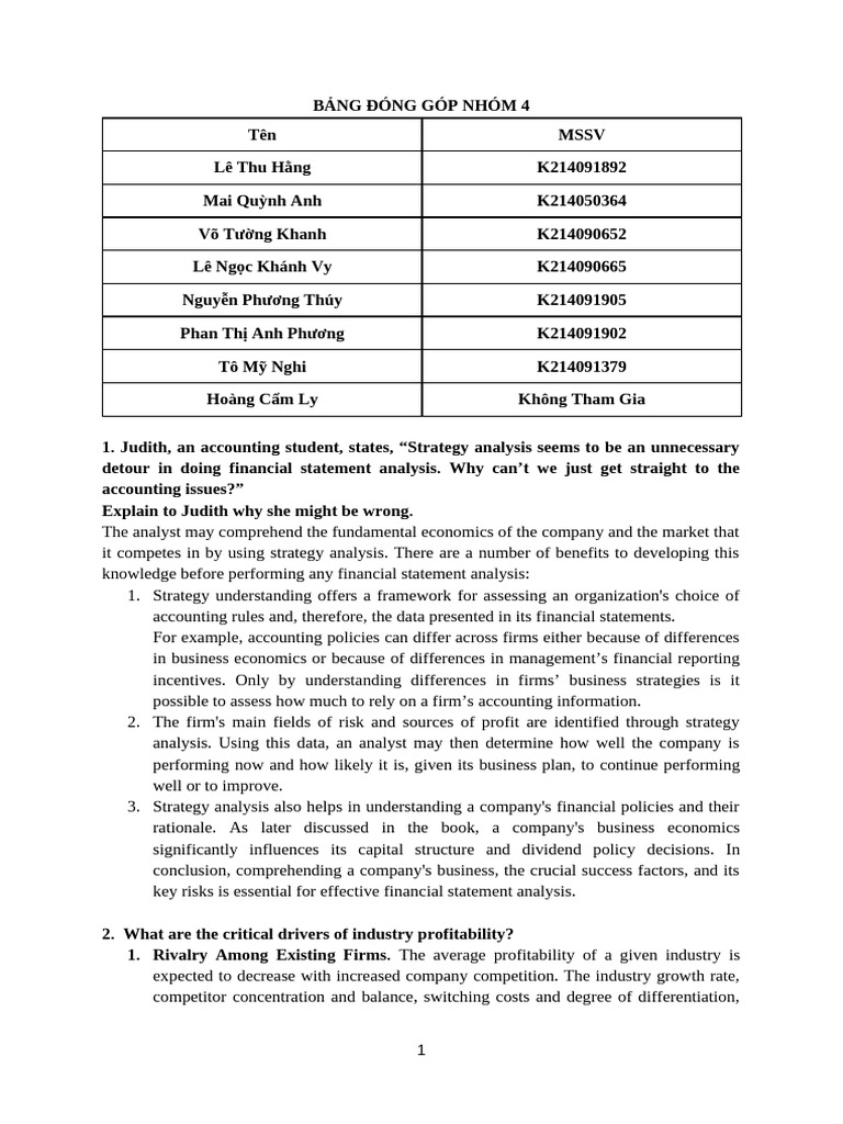 PTBCTC_Buổi 3_Học bù_BT Nhóm 4 | PDF | Profit (Economics) | Integrated Circuit