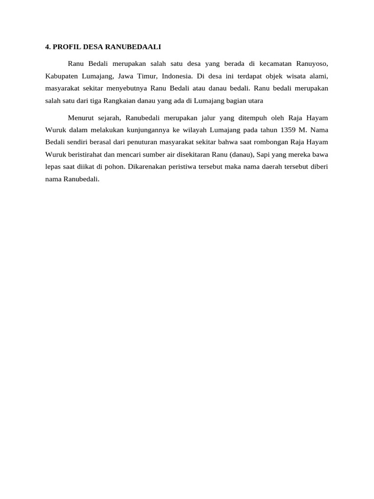 Wisata Sejarah Ranu Bedali | PDF