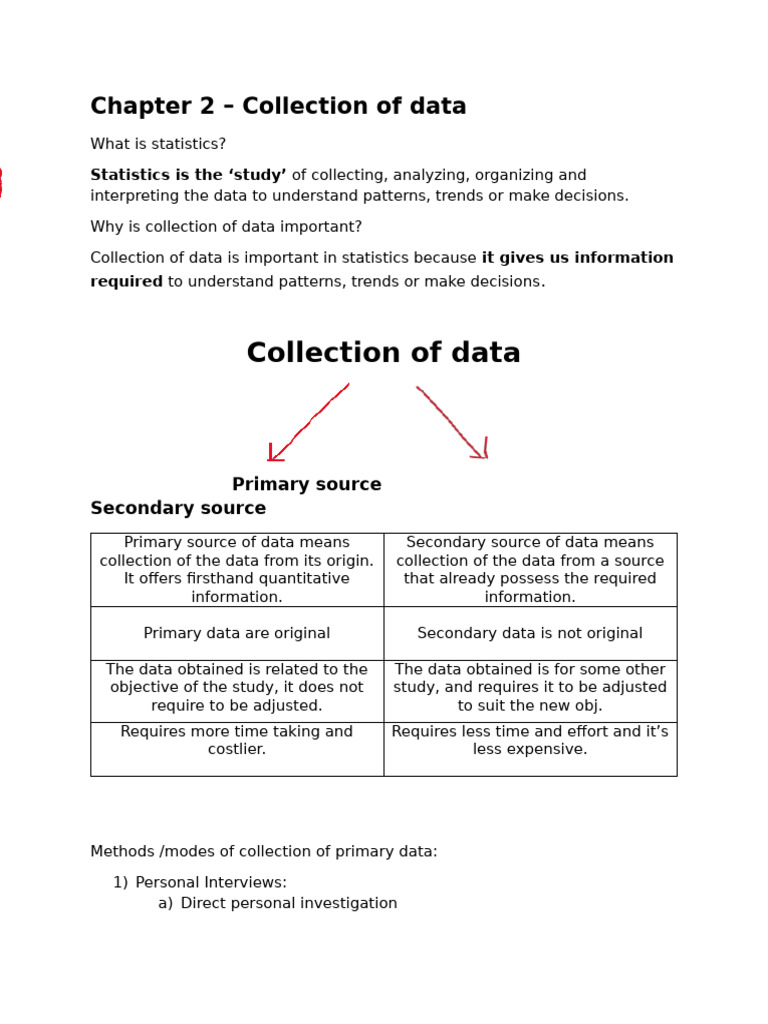 Chapter 2 - Collection of Data (Statistics - Economics) | PDF | Census | Data
