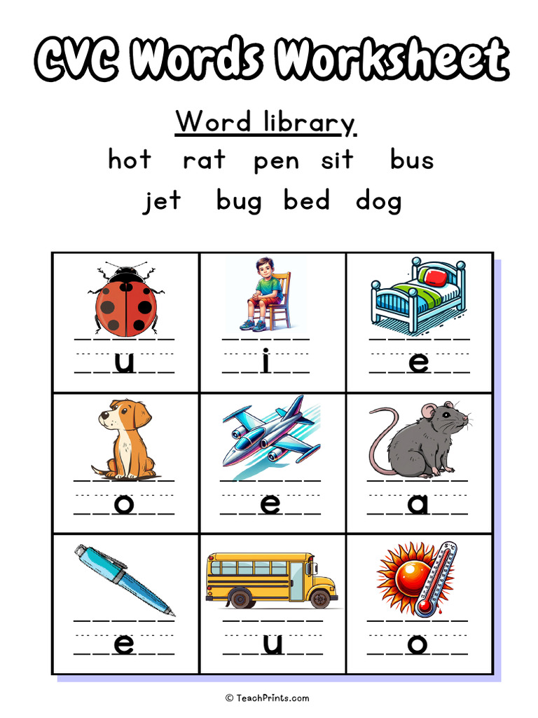 CVC Words For Grade1 Age 6-7 Part 2 | PDF