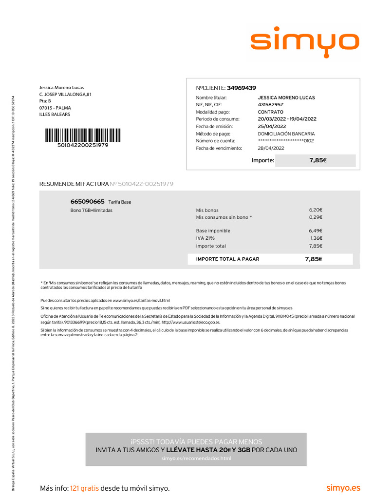 Nºcliente:: Simyo - Es | PDF | Empresas | Industrias de servicio