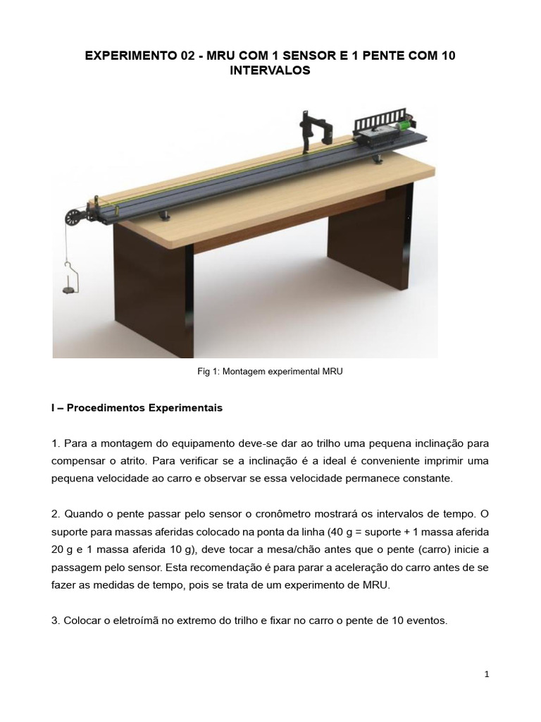 Experimento MRU: Sensor e Pente de 10 Eventos | PDF | Velocidade | Tempo