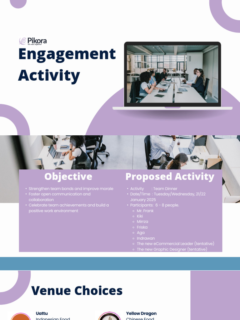 Team Dinner Engagement Activities Plan | PDF | Cognition
