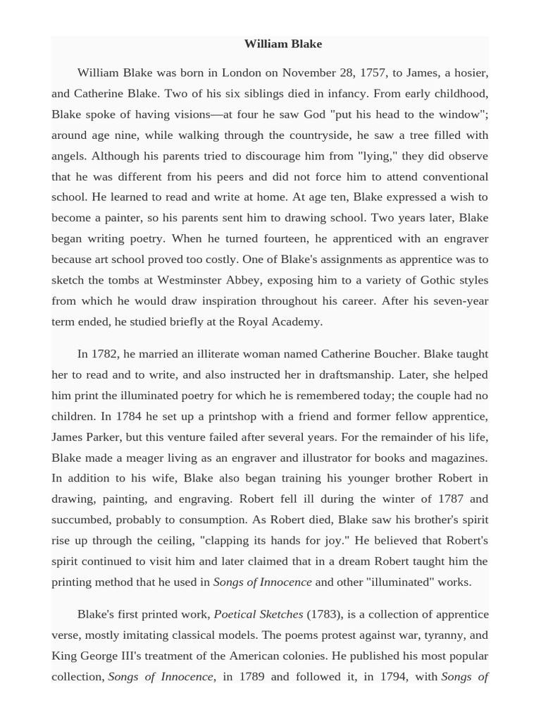William Blake | PDF | William Blake