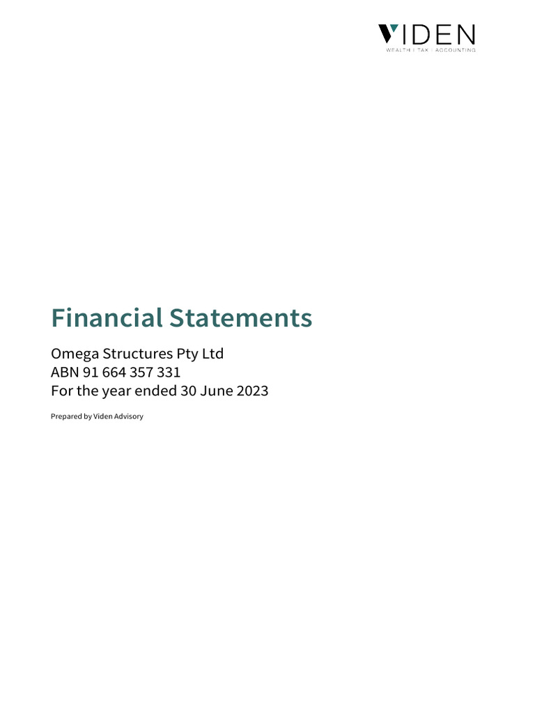 (SIGNED) 2023 Financial Statements - Omega Structures Pty LTD | PDF ...