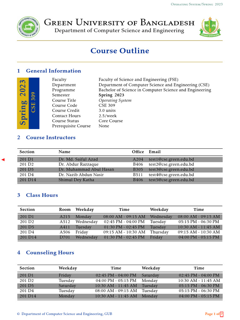 Operating System Course Outline 2023 | PDF | Thread (Computing ...